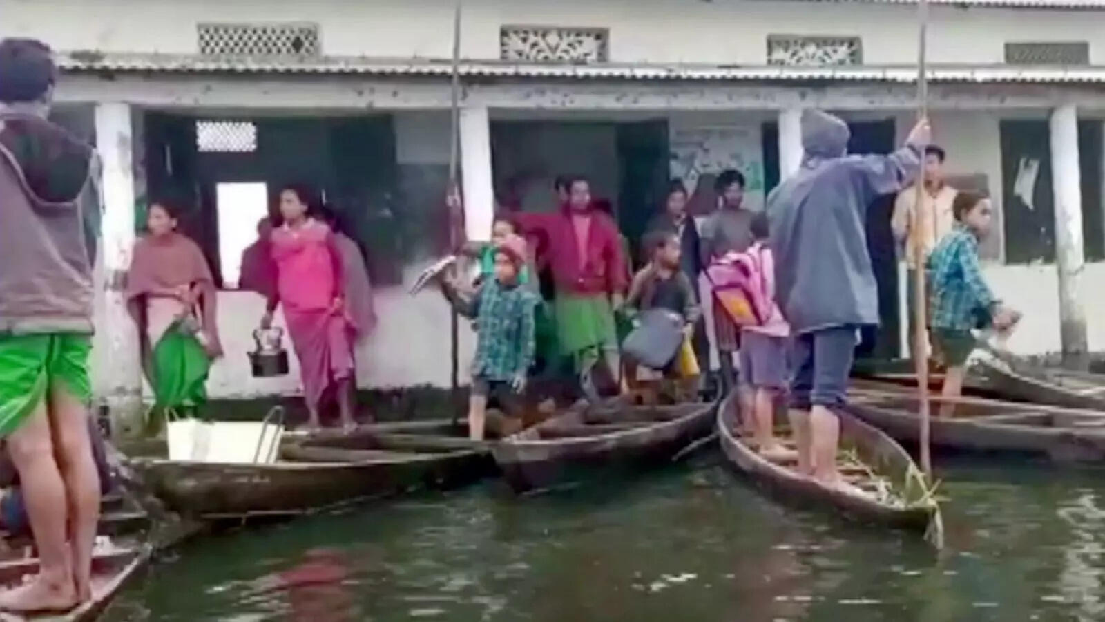 Assam flood: Students use boats to reach school in Dhemaji district