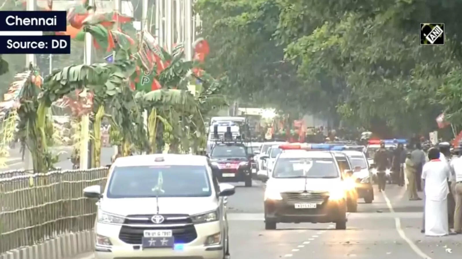 PM Modi holds roadshow after arriving in Chennai