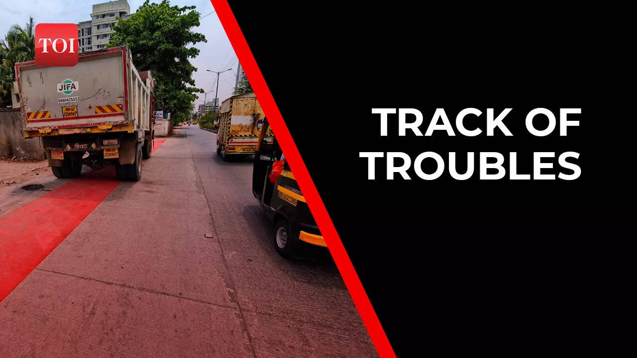 Pune: Newly painted track on Pancard Road has many obstacles for cyclists