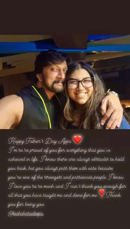 Kiccha Sudeep's daughter Sanvi's heartful note for her father is sure ...