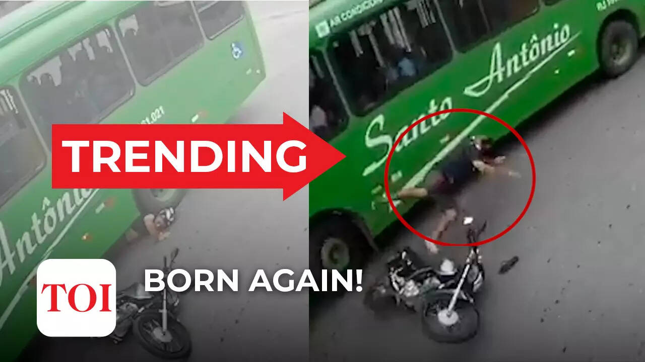 Man knocked down by the bus survives a deadly accident