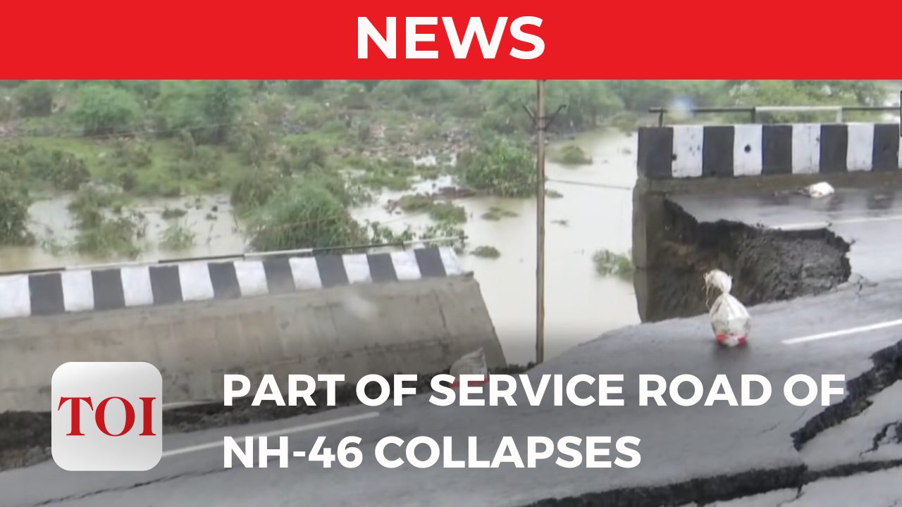 Part of service road of NH-46 collapses amid heavy rain