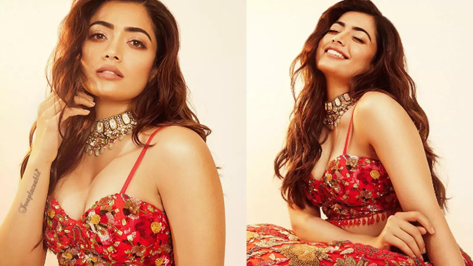 Rashmika Mandanna stuns in a red bridal lehenga; fans can’t stop gushing calling her 'national ...