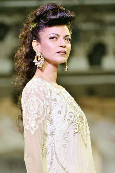 A model showcases a creation by designer Varun Bahl on Day 1 of the ...
