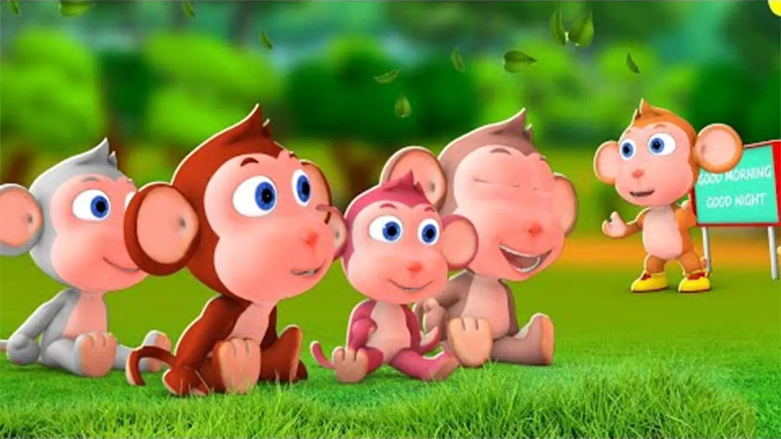 Watch Latest Children Hindi Story 'Five Little Monkeys' For Kids ...