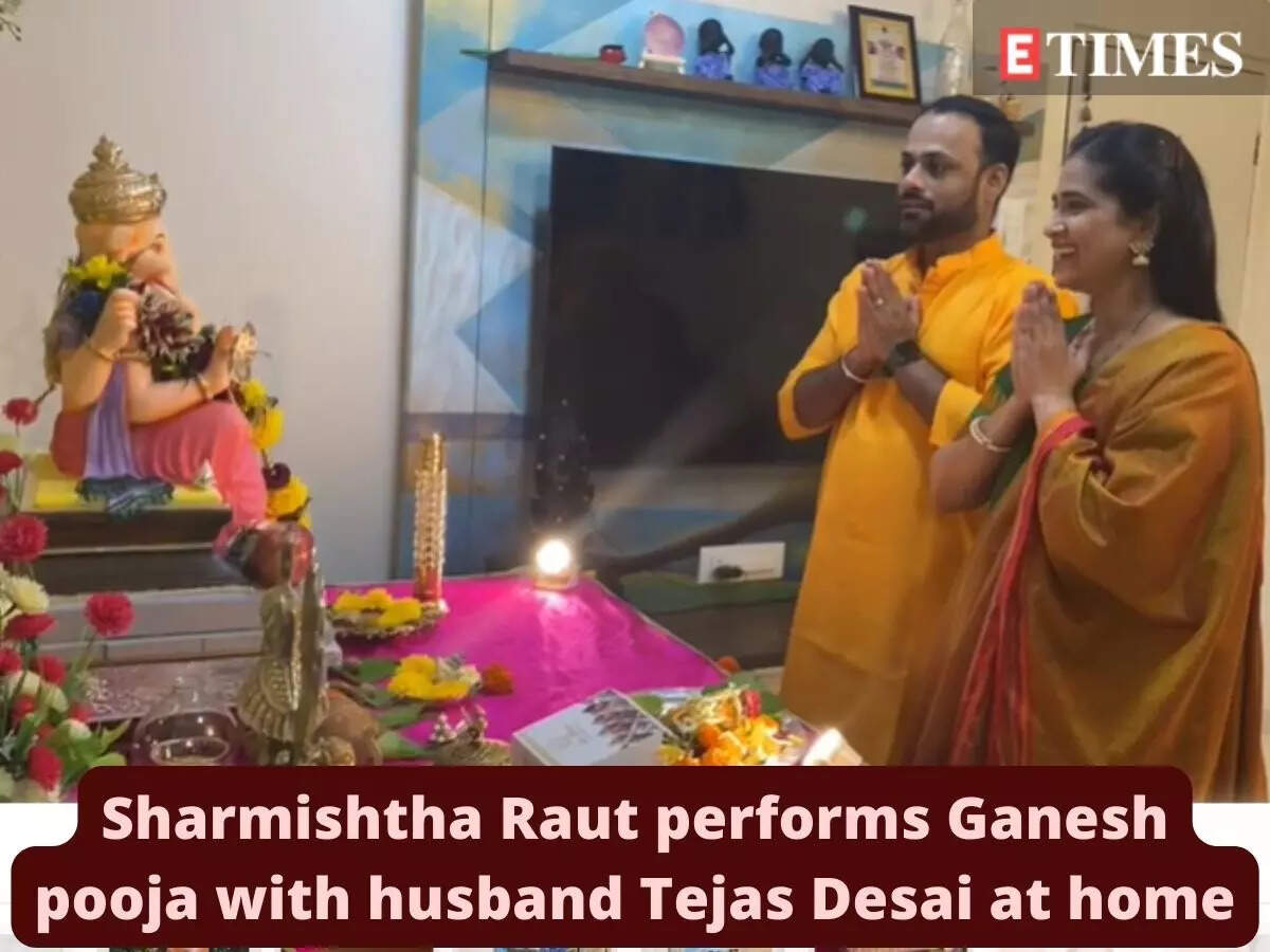 Sharmishtha Raut performs Ganesh pooja with husband Tejas Desai at home