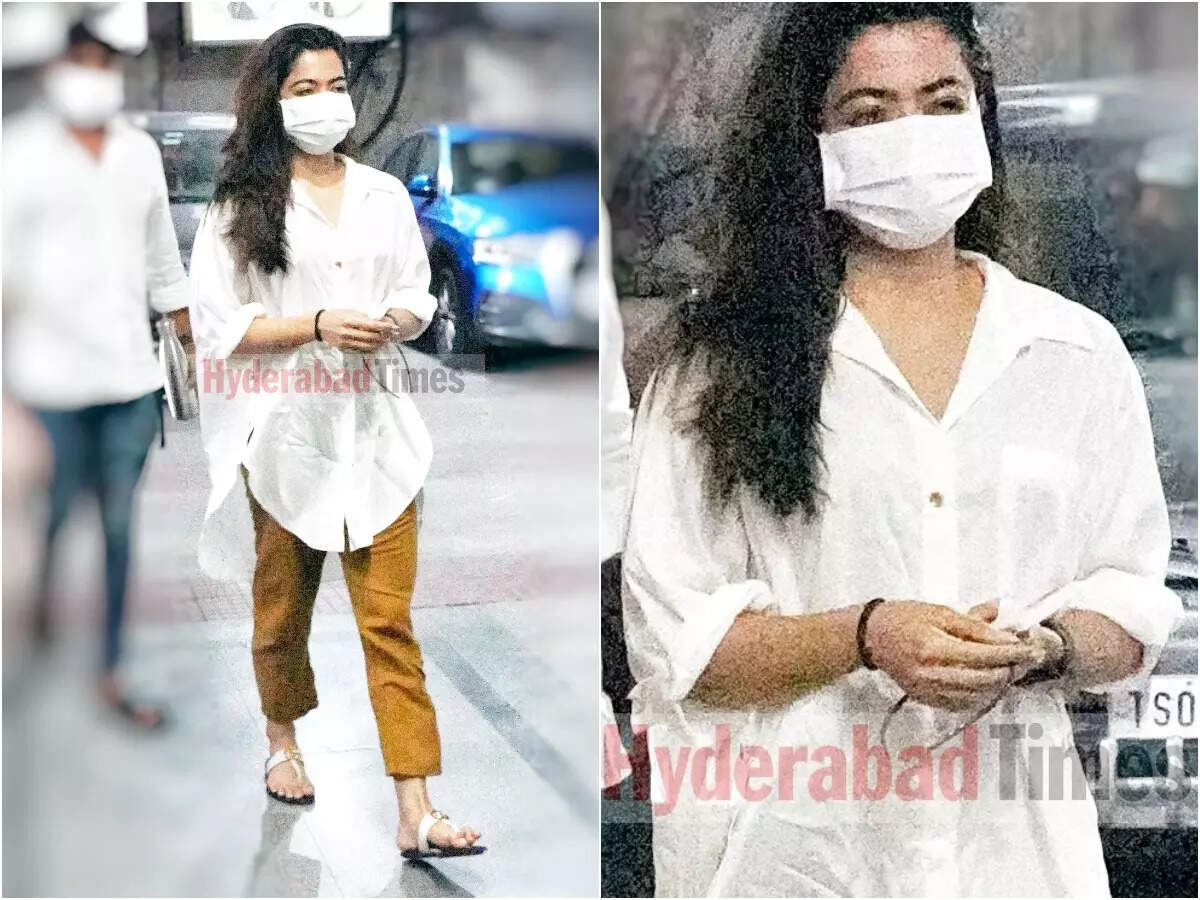 Rashmika Mandanna chats with the paparazzi about her upcoming film