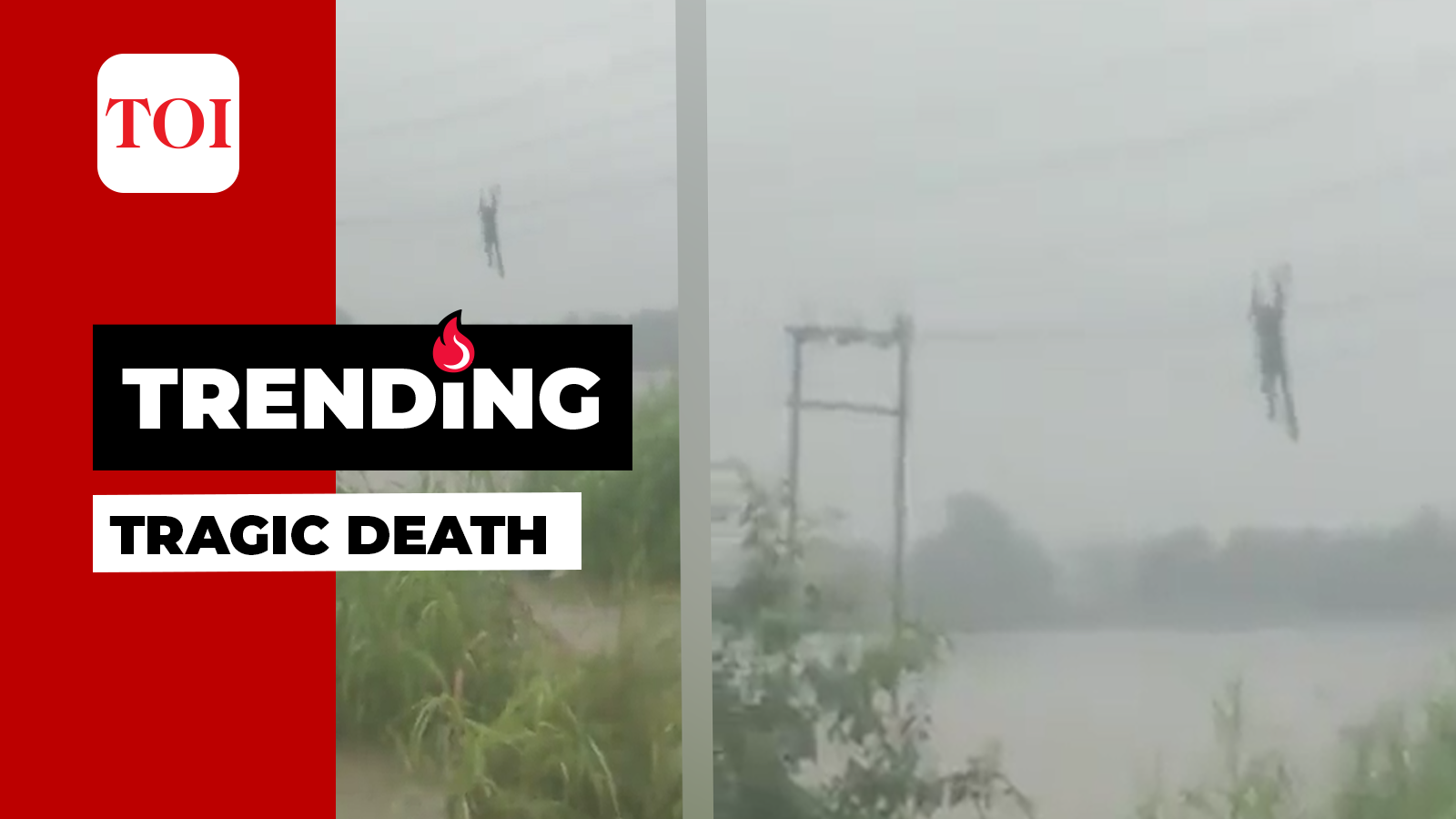 On cam: Electrician dangling from high tension wire falls into river ...