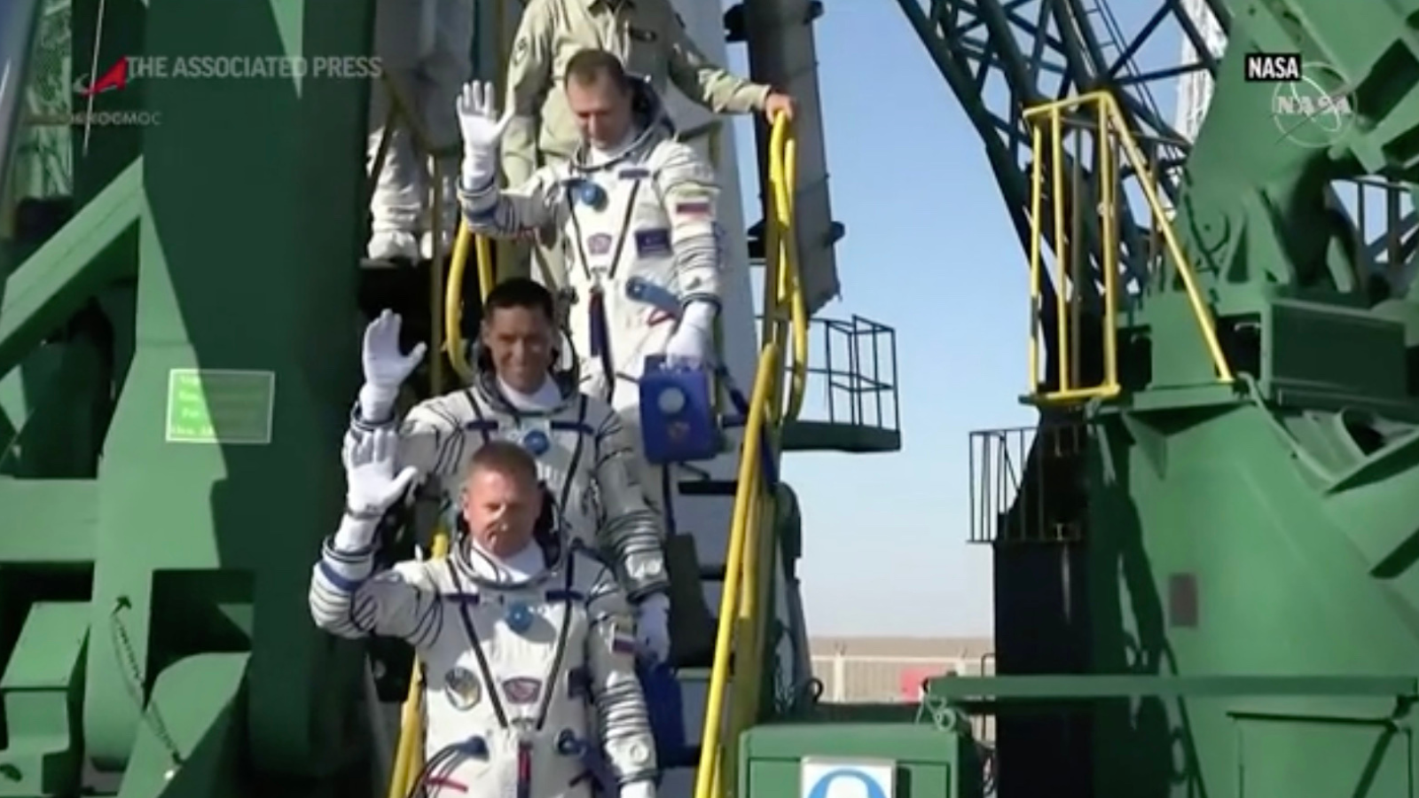 U.S.-Russian crew blasts off to ISS