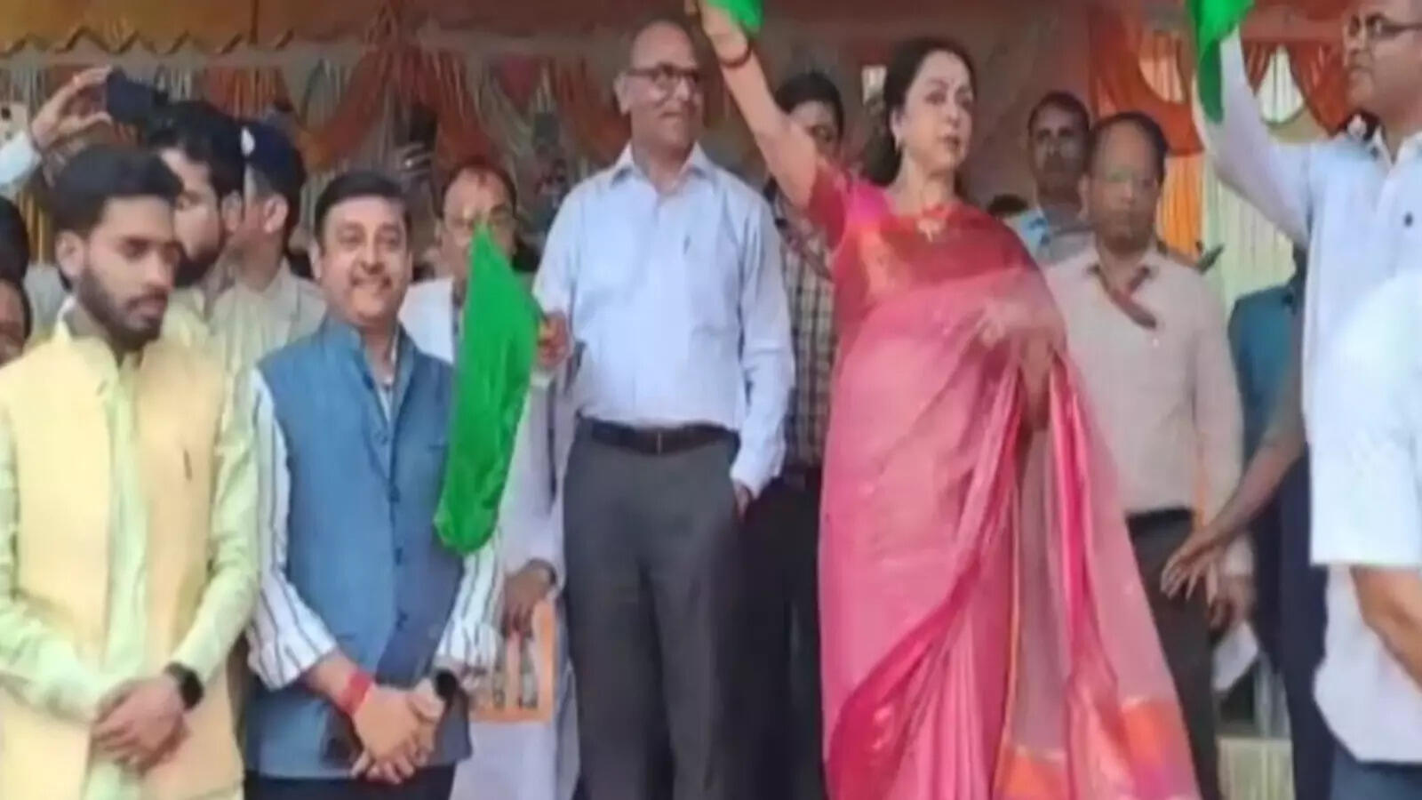 Actress and BJP MP Hema Malini flags off Railbus services on Mathura-Vrindavan route