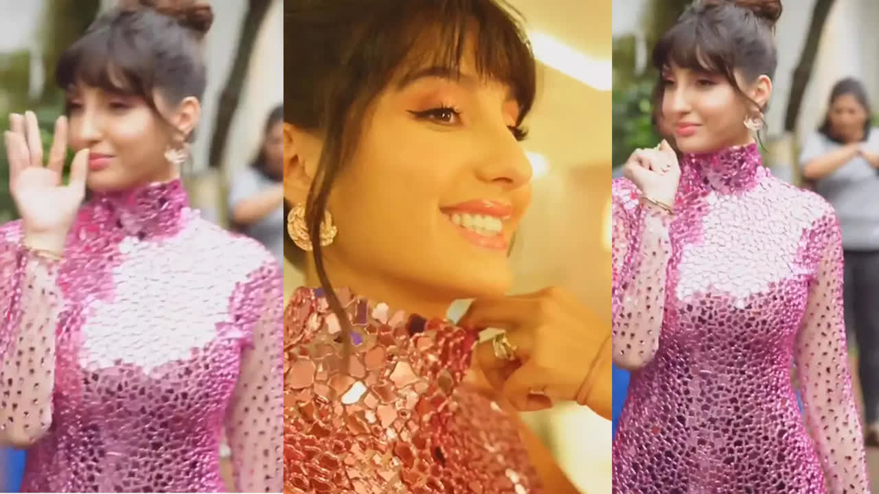 Killer look! Nora Fatehi flaunts her perfect figure in a glass-clad ...