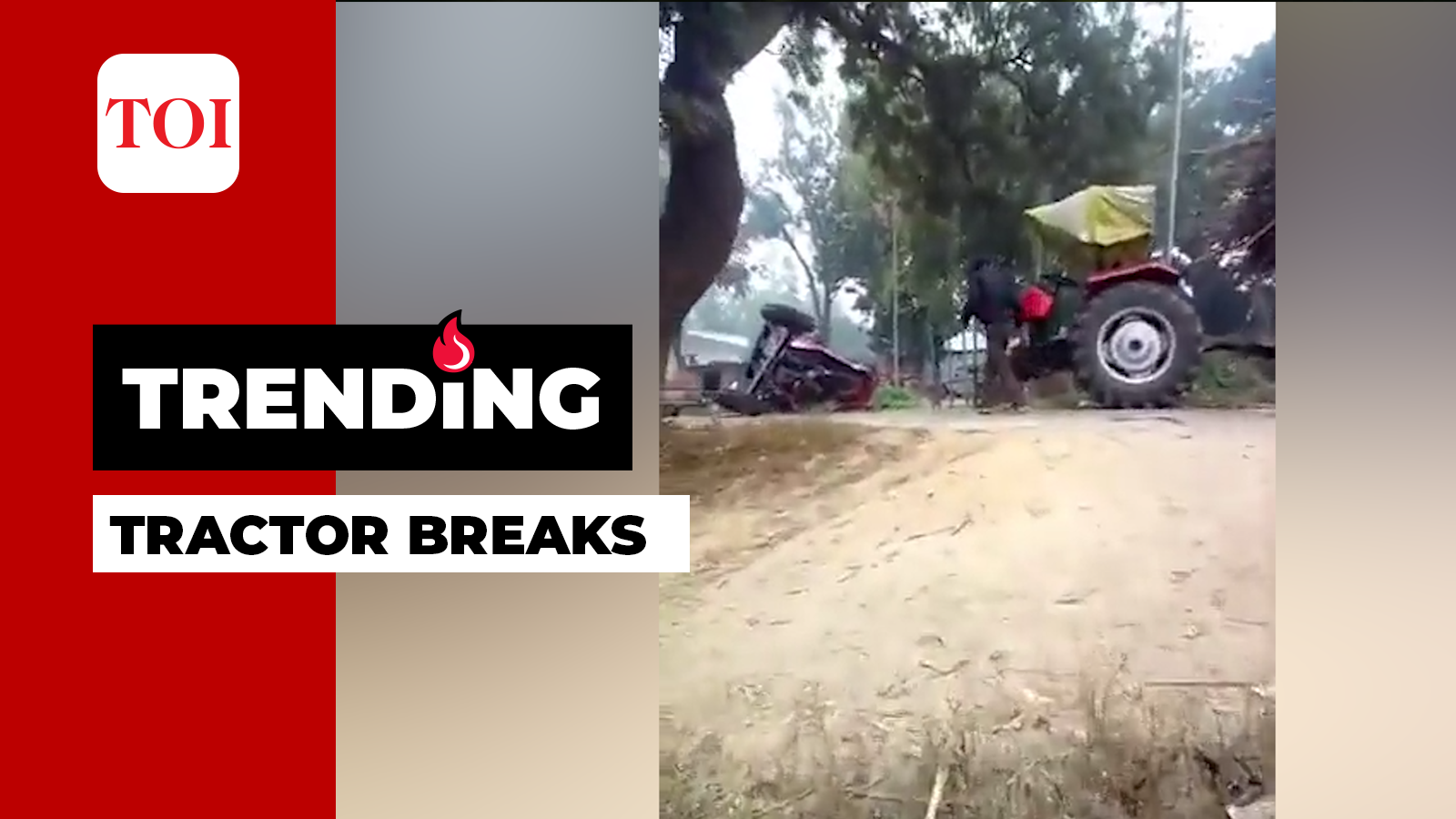 Viral video: Overloaded tractor splits into two when pulled by a crane