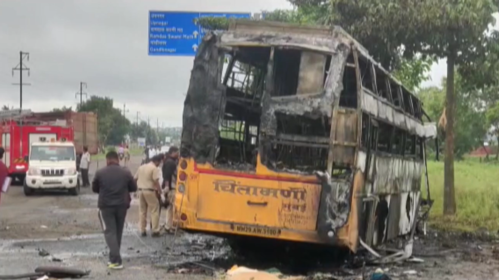 Maharashtra: Bus catches fire after accident in Nashik, 11 dead
