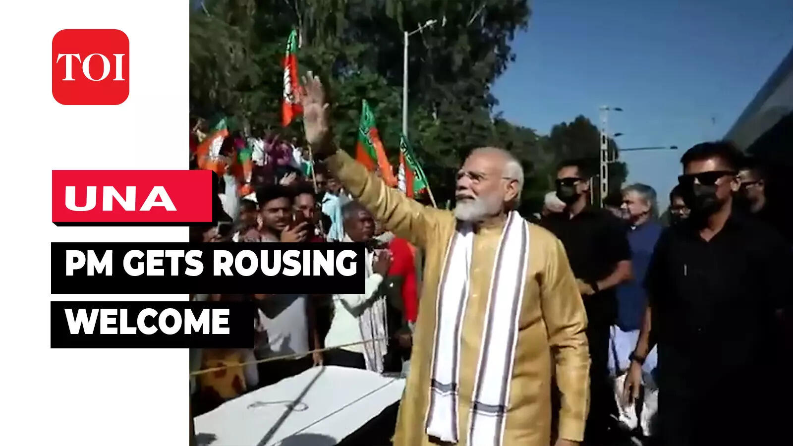 Himachal Pradesh: 'Modi-Modi, Sher Aaya’ slogans welcome PM Modi in Una