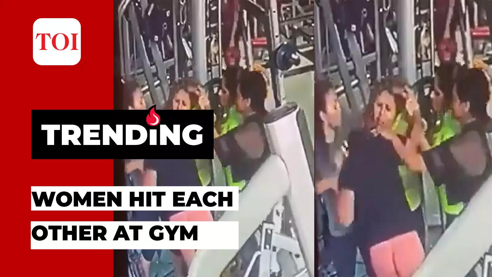 CCTV footage: Women fight over weight training machine at a gym