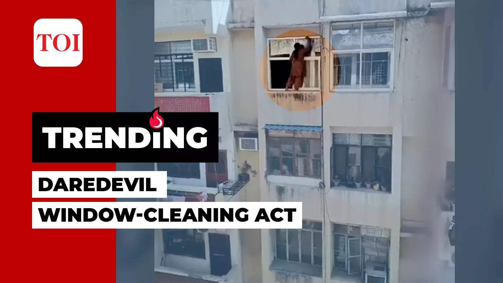 Viral video: Woman cleaning windows while standing on ledge stuns internet