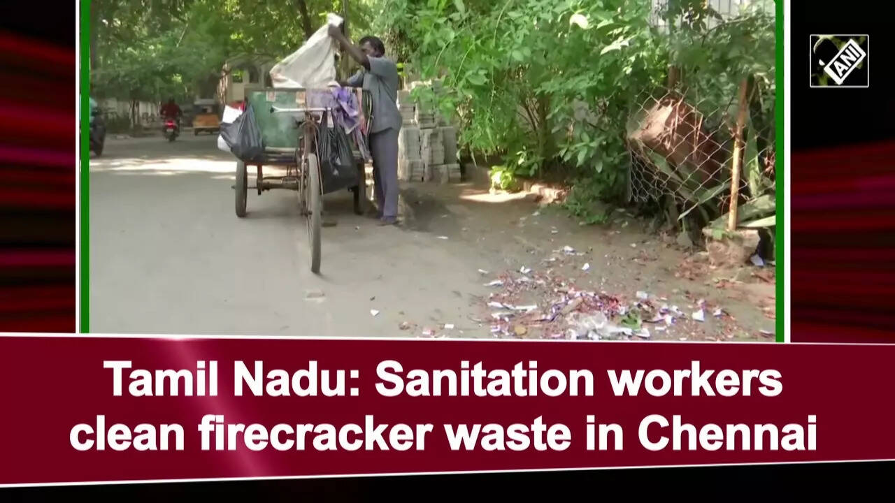Tamil Nadu: Sanitation workers clean firecracker waste in Chennai