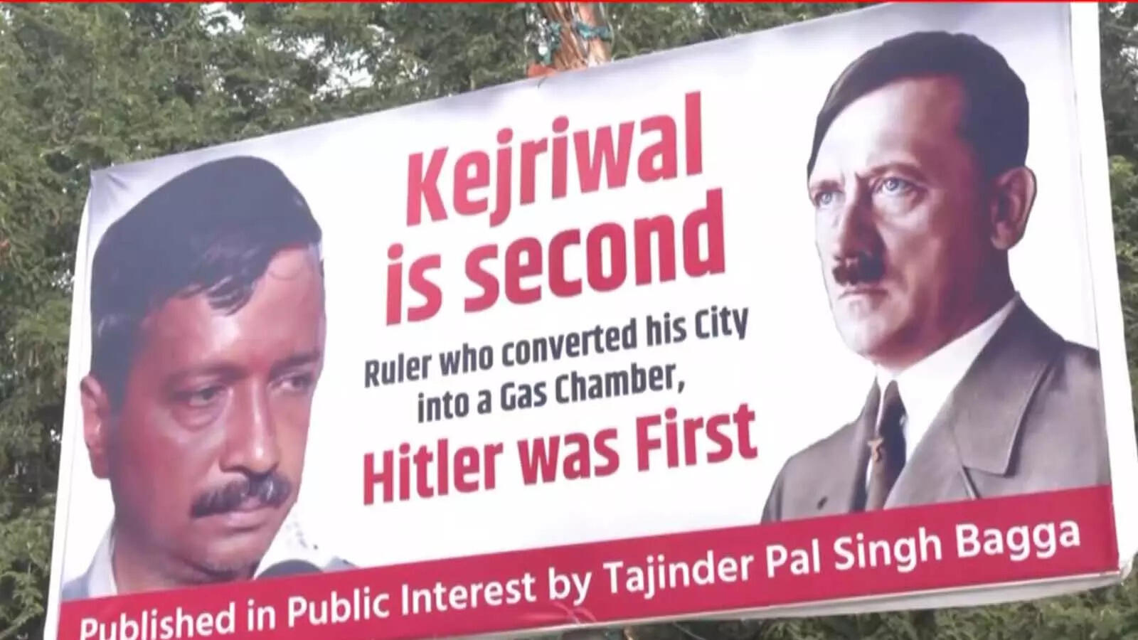 BJP leader puts poster comparing Kejriwal with Hitler over smog in Delhi