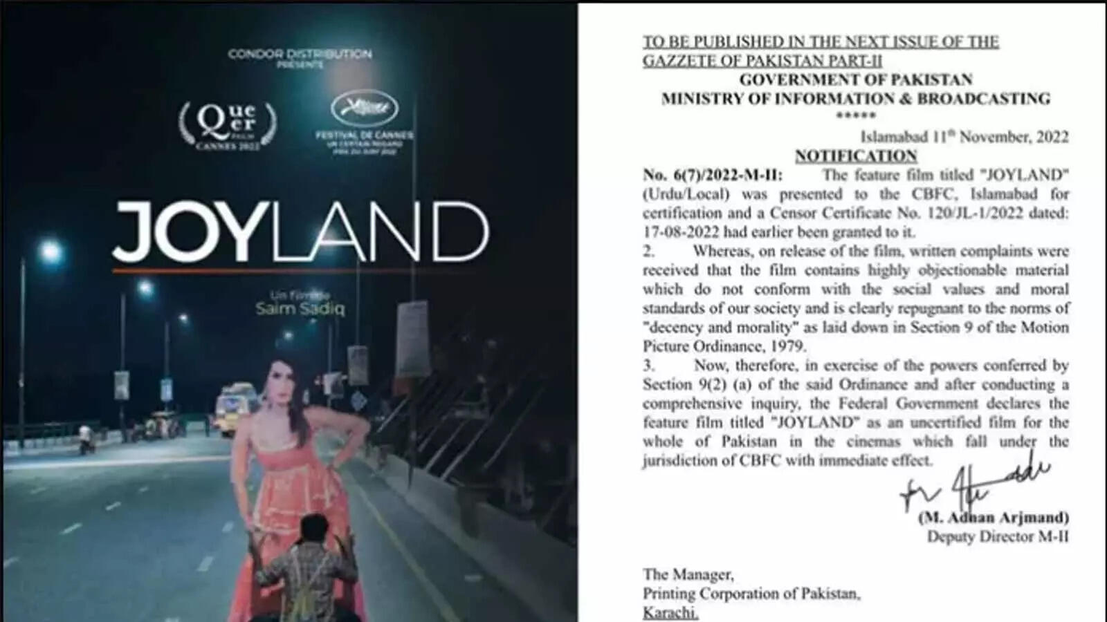 Pakistan’s Oscar entry film ‘Joyland’ gets banned over ‘highly ...