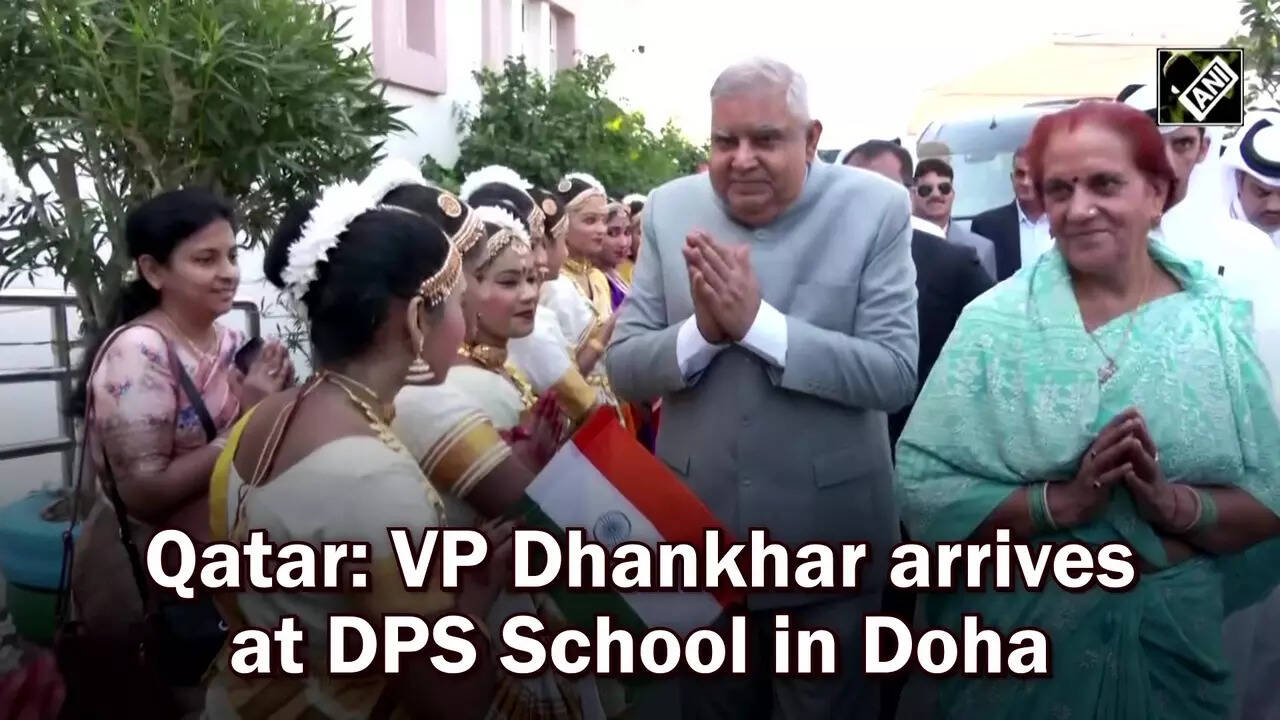 dps school: Qatar: VP Dhankhar arrives at DPS School in Doha