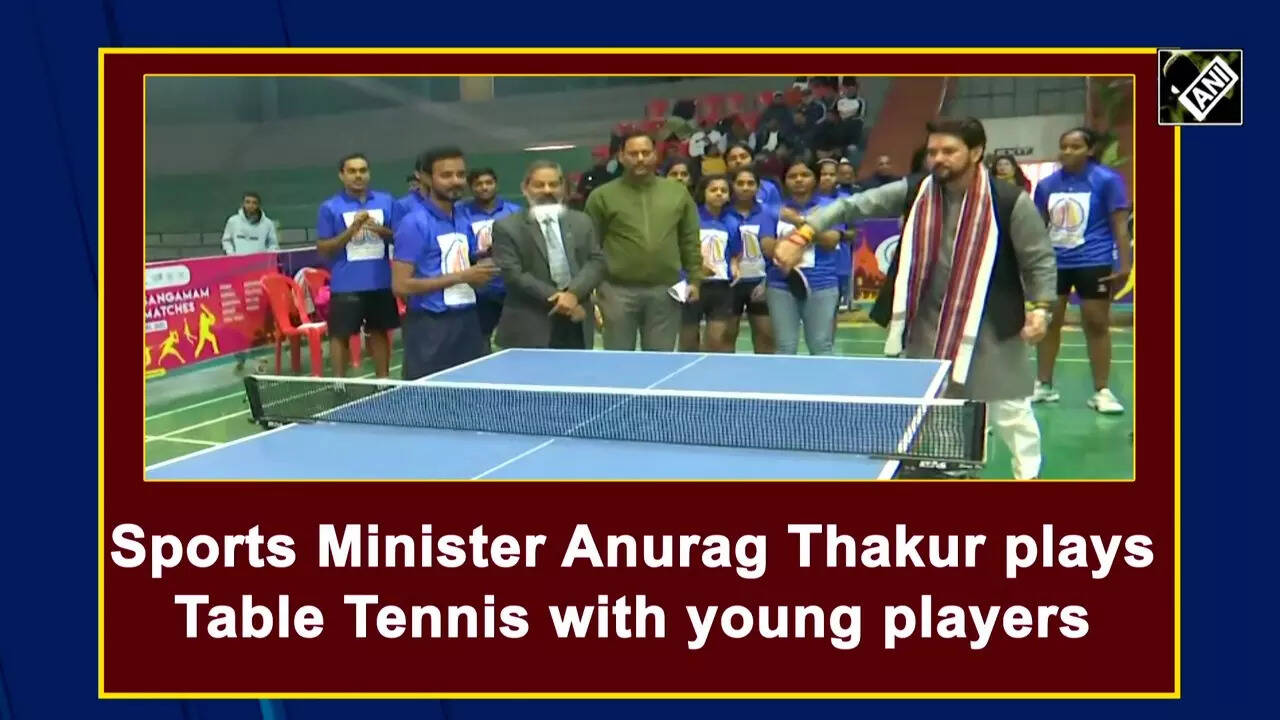 anurag thakur: Sports Minister Anurag Thakur plays Table Tennis with ...