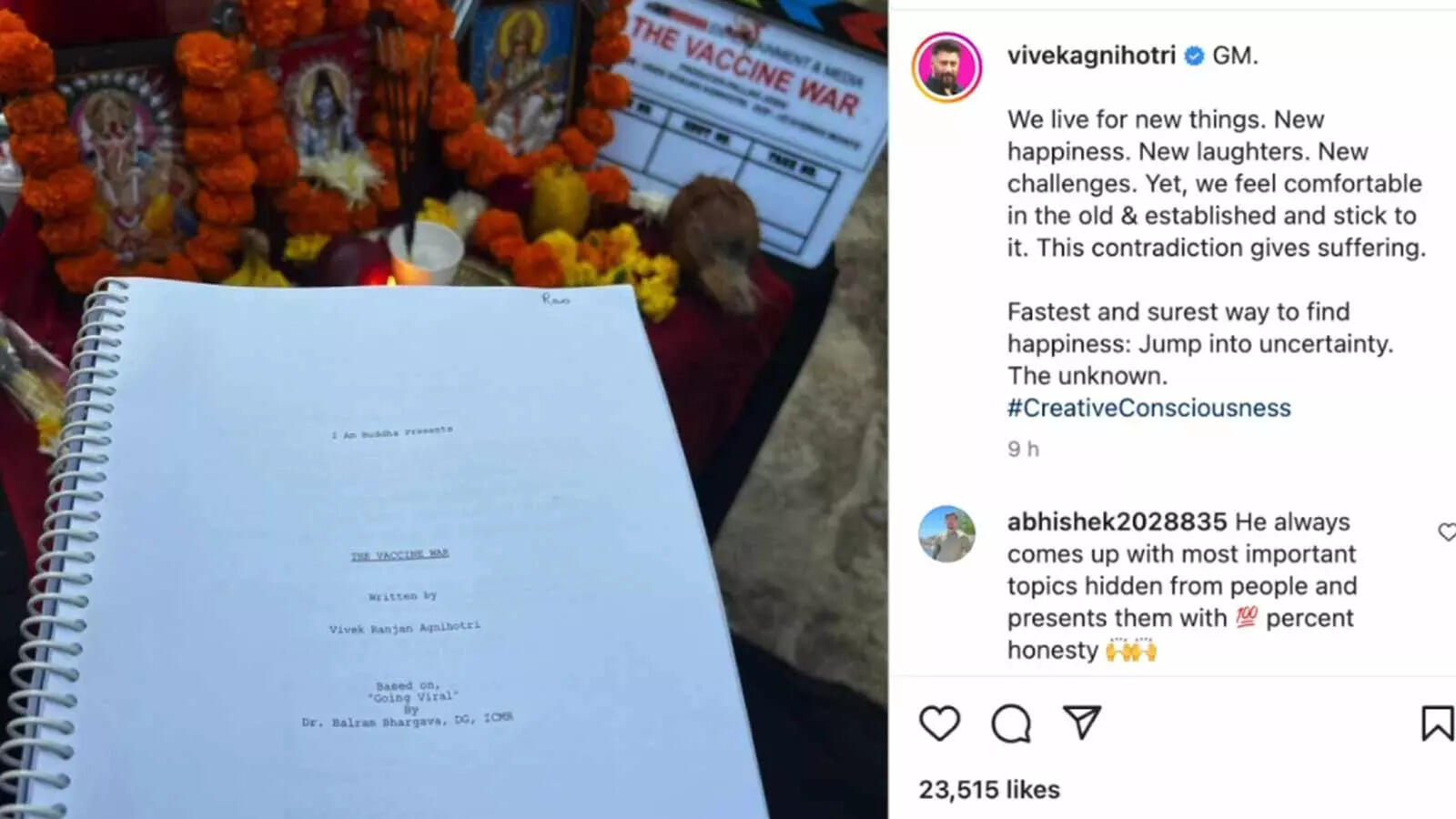 'The Kashmir Files' Vivek Ranjan Agnihotri starts shooting for his next 'The Vaccine War'