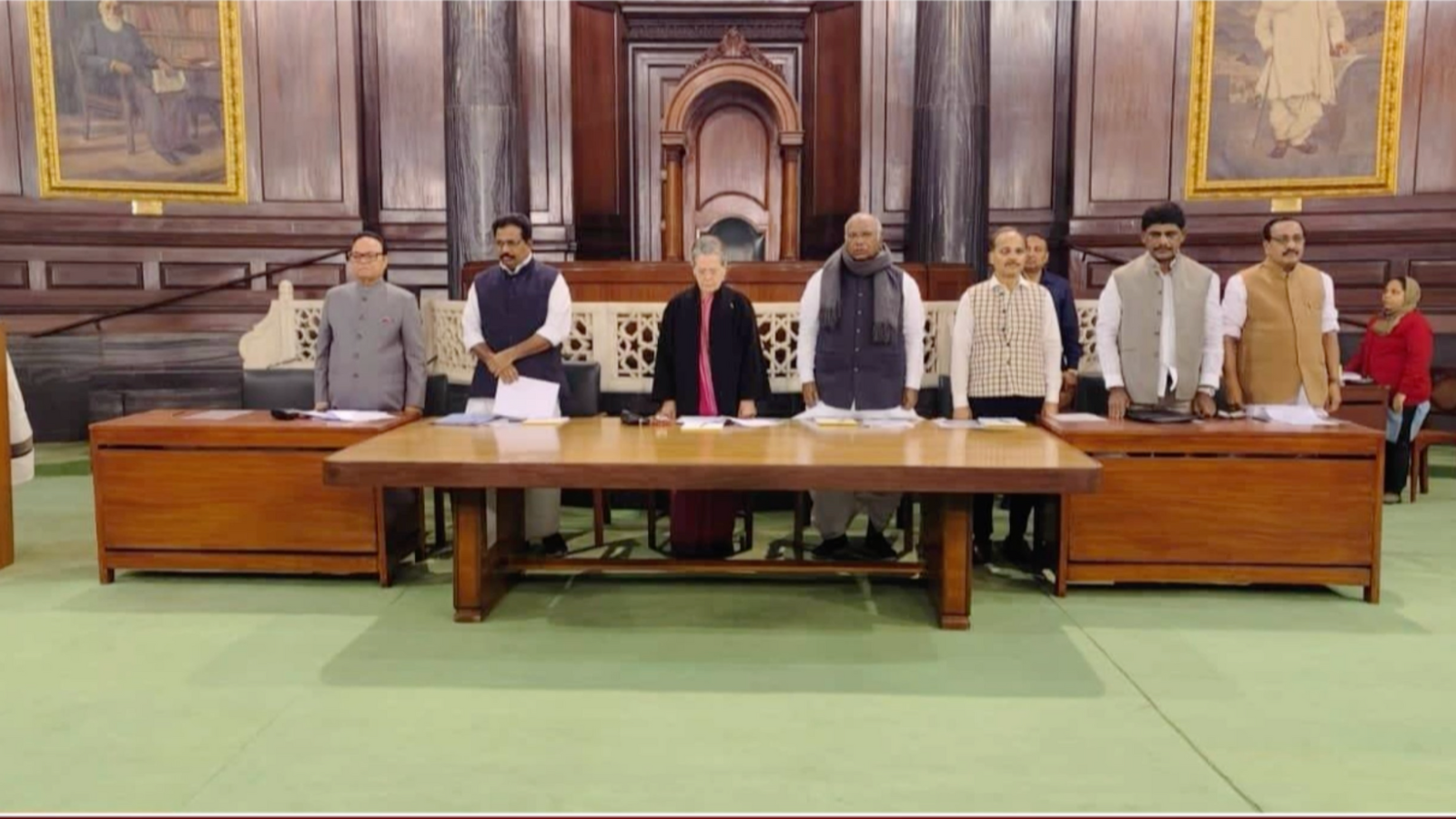 Congress holds Parliamentary Party meet at Central Hall in Delhi