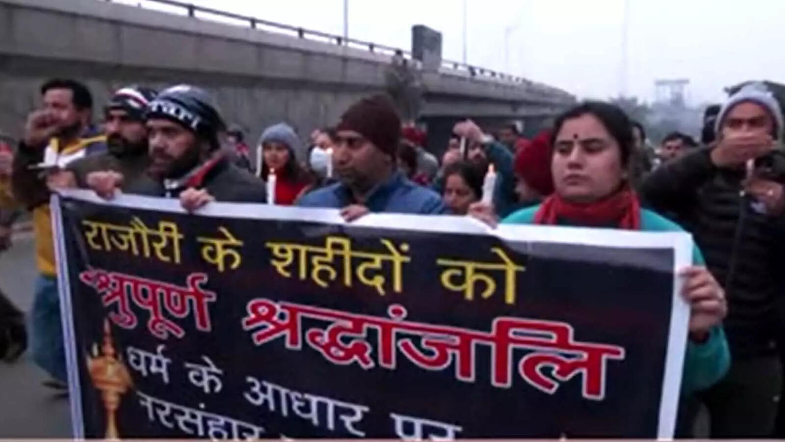 J-K: Kashmiri Pandit migrant employees hold candle march against Rajouri terror attack