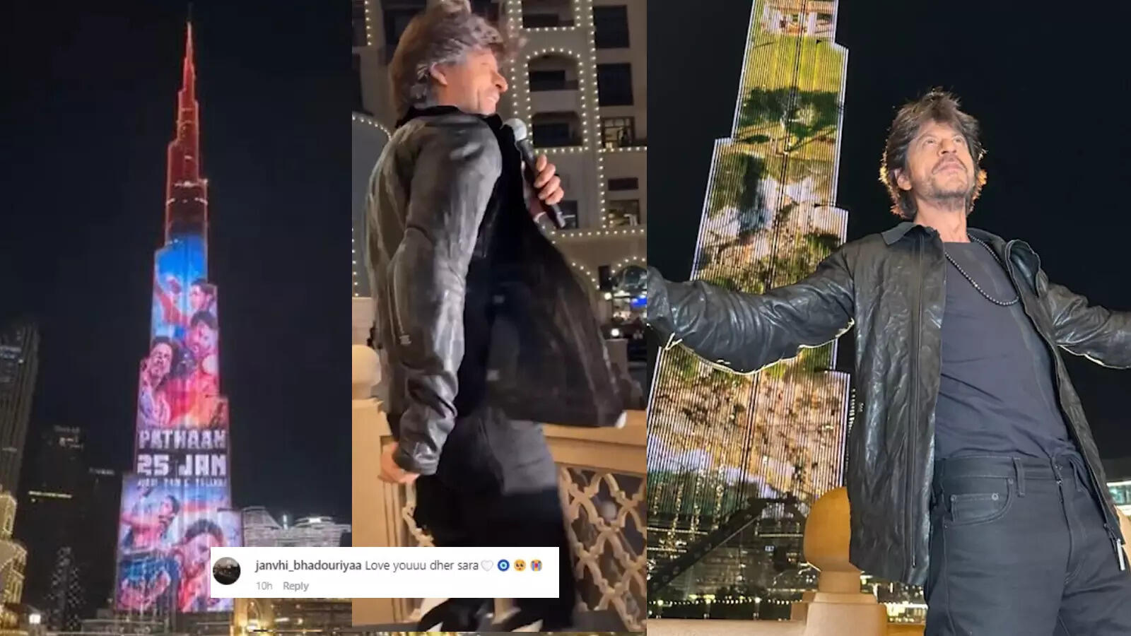 Shah Rukh Khan performs his signature pose as 'Pathaan' trailer gets played on Burj Khalifa in ...