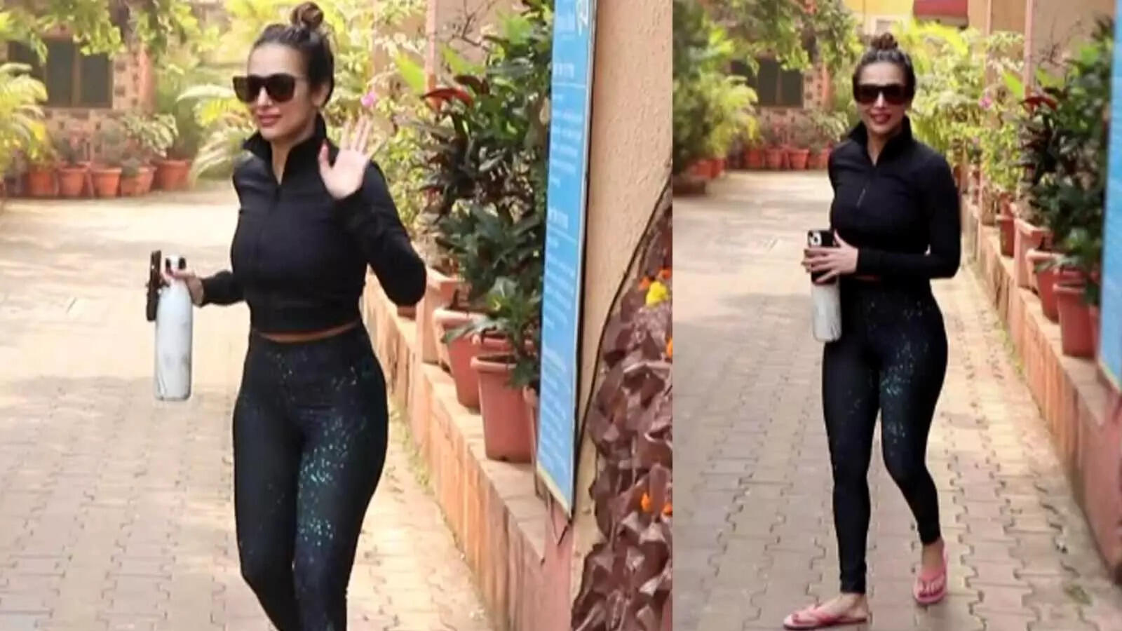 Malaika Arora flaunts her slim figure in black zipped crop top and high ...