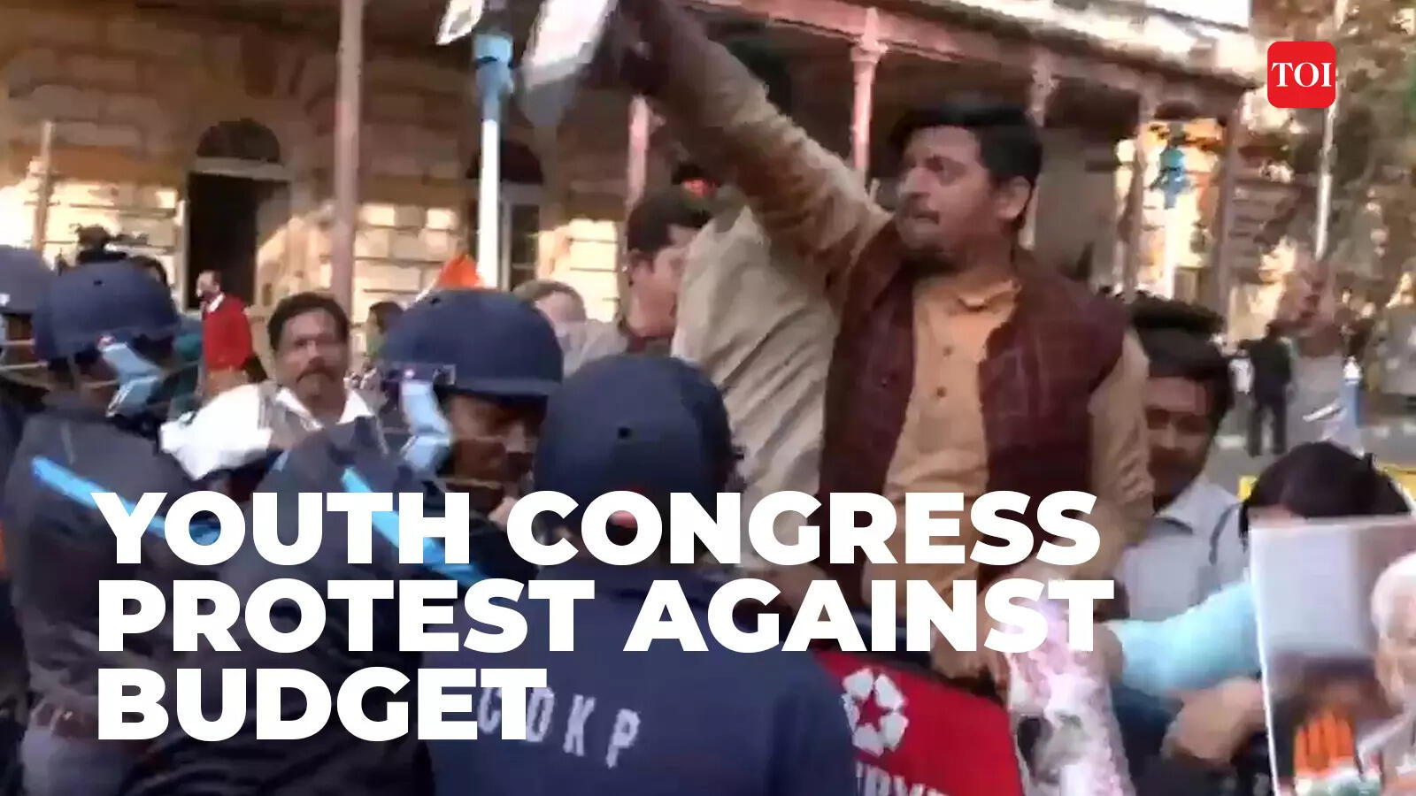 Kolkata: Youth Congress workers protest against Union Budget, set Adani ...