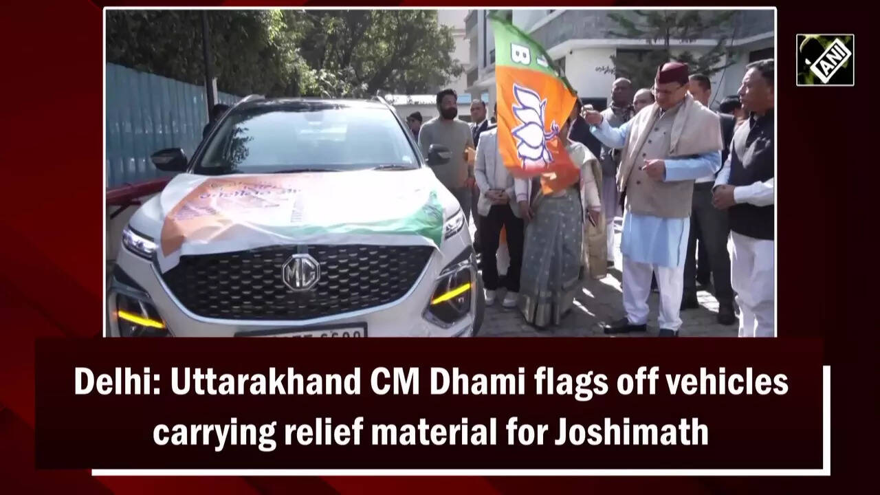 cm dhami: Delhi: Uttarakhand CM Dhami flags off vehicles carrying ...