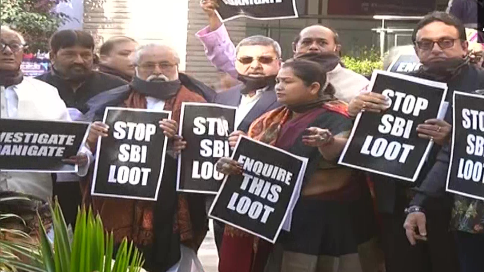 adani: Delhi: TMC MPs stage protest outside SBI office over Adani issue