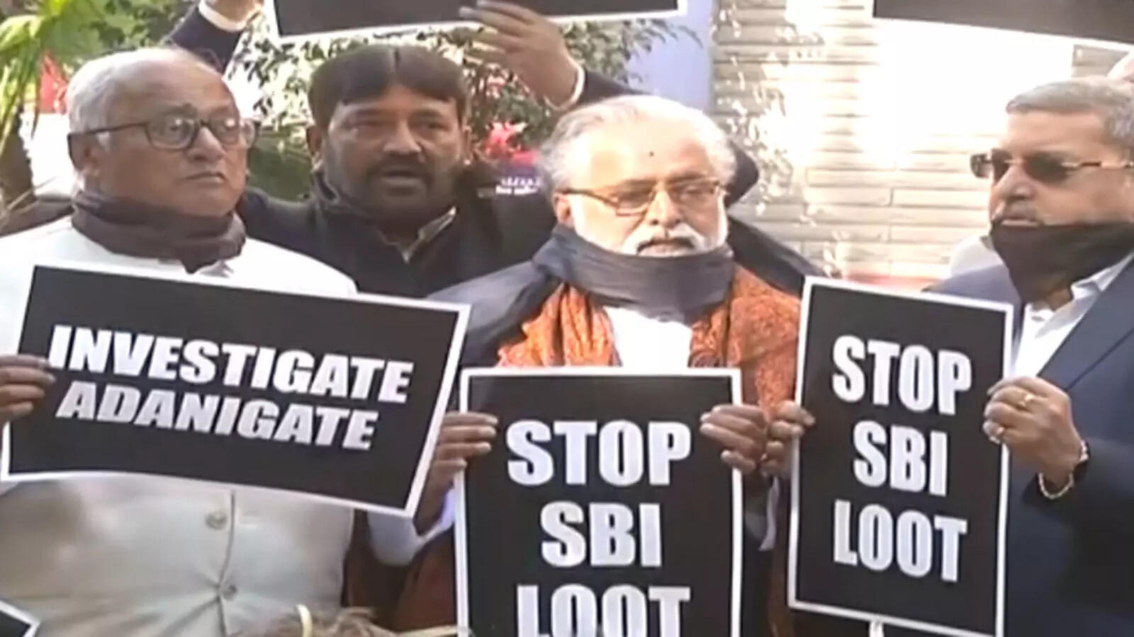 Adani row: TMC leaders stage protest near SBI building in Delhi