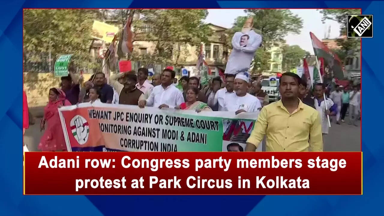 adani: Adani row: Congress party members stage protest at Park Circus ...
