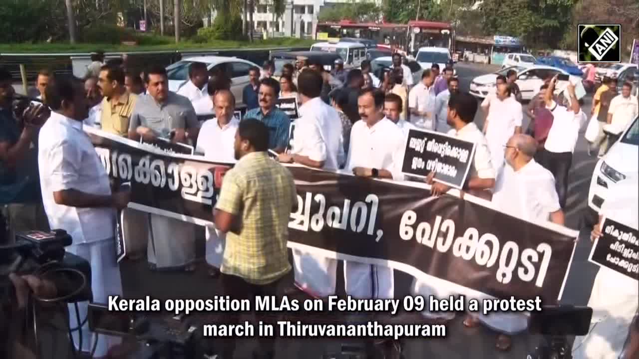 Kerala: Opposition MLAs hold protest march in Thiruvananthapuram