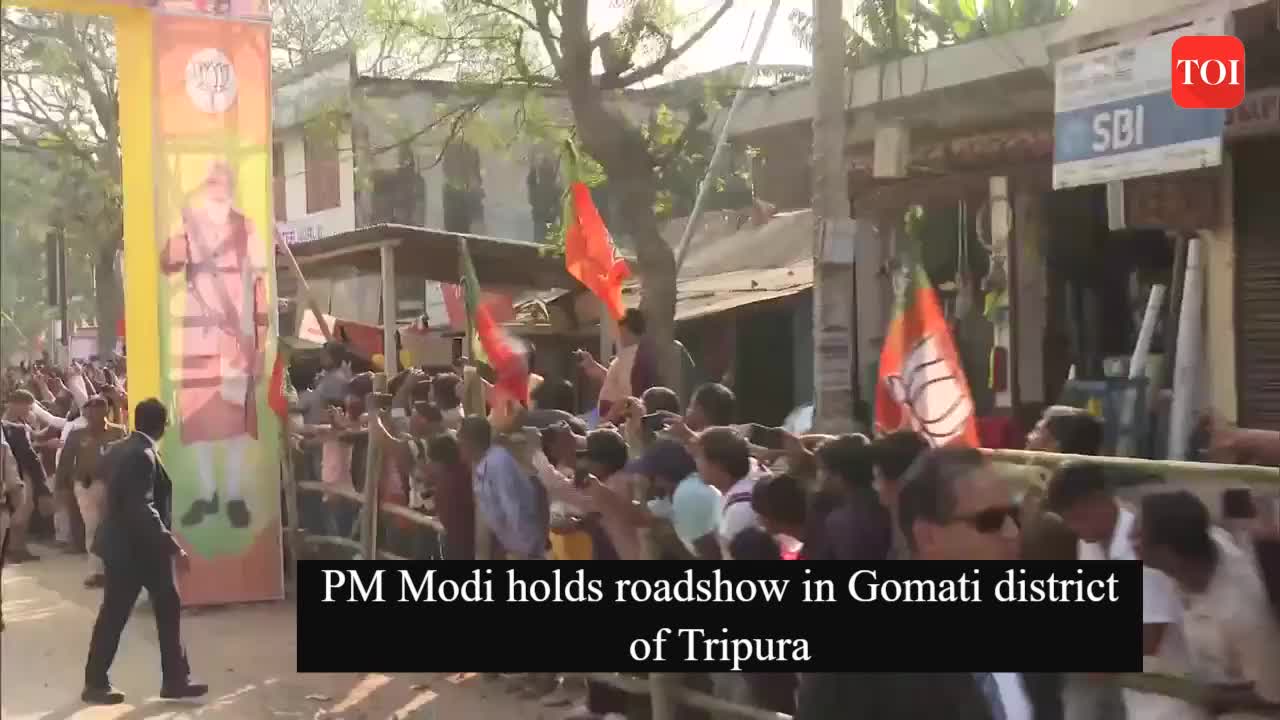 PM Modi holds roadshow in Gomati district of Tripura