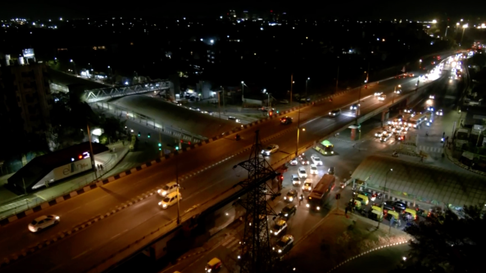 Drone visuals of Delhi’s Ashram flyover extension