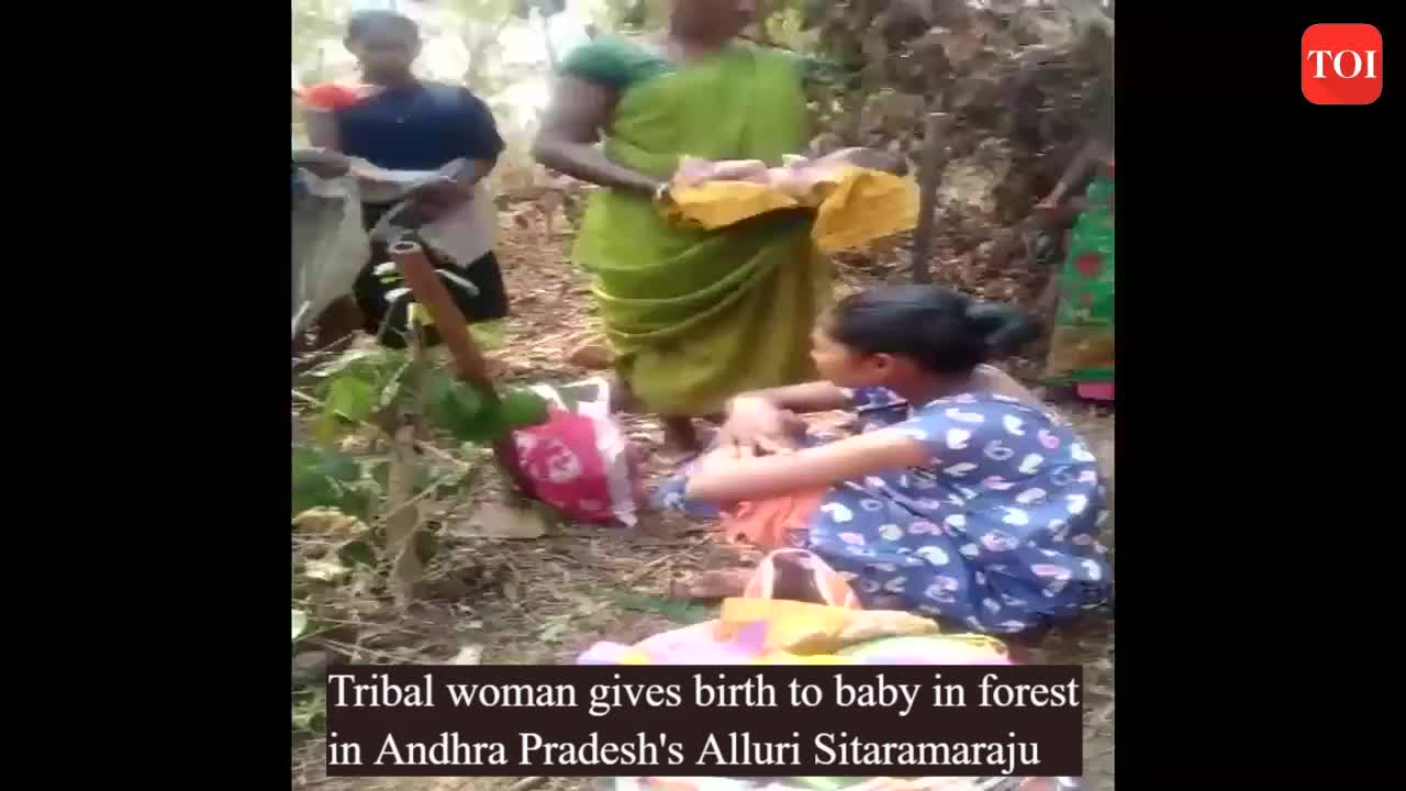 Tribal woman gives birth to baby in forest in Andhra Pradesh's Alluri Sitaramaraju