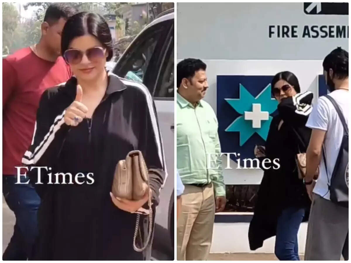 Sushmita Sen gives paparazzi a thumbs up after heading…