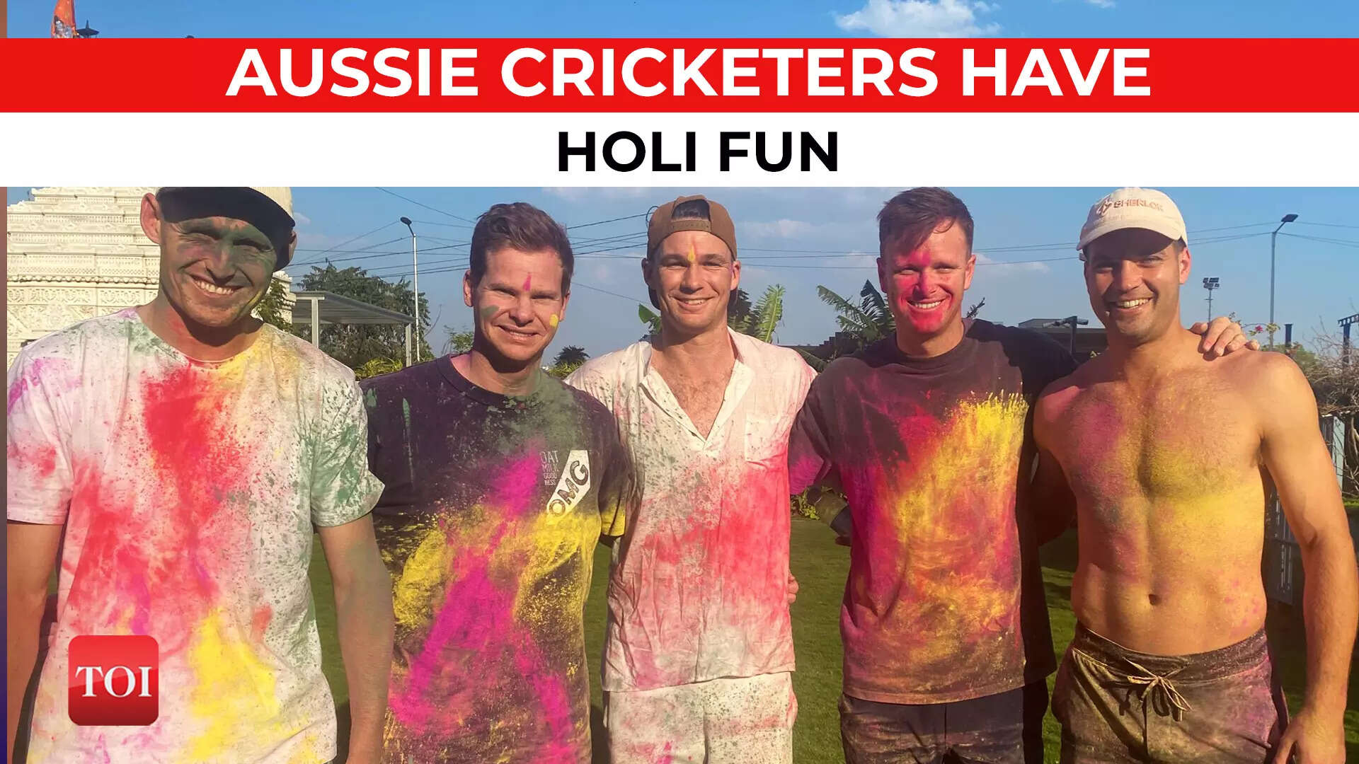 Australian cricketers play Holi ahead of Ahmedabad Test
