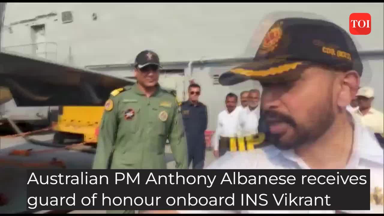 Australian PM Anthony Albanese receives guard of honour onboard INS Vikrant in Mumbai