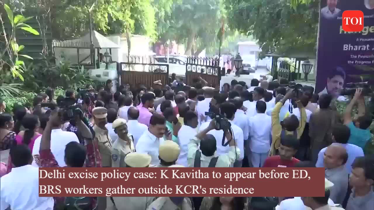 Delhi excise policy case: K Kavitha to appear before ED, BRS workers gather outside KCR's residence