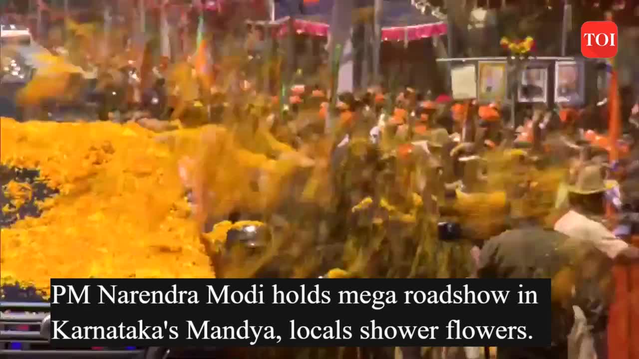 PM Narendra Modi holds mega roadshow in Karnataka's Mandya, locals shower flowers