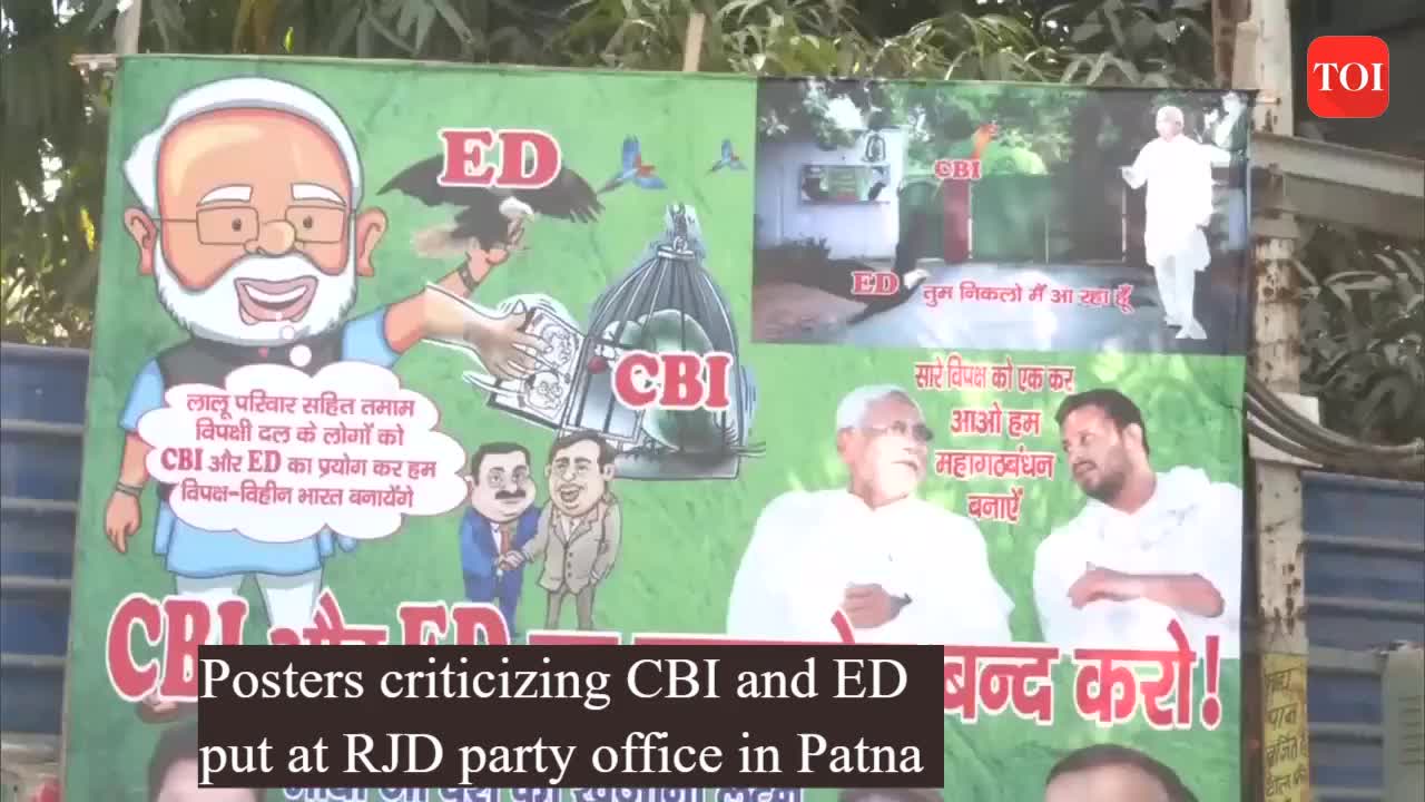 Posters criticizing CBI and ED put outside RJD party office in Patna