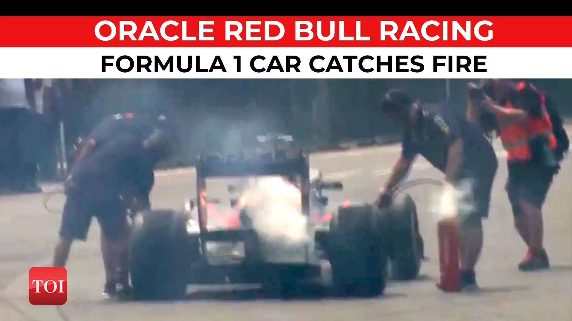 Watch: Formula 1 car catches fire during Oracle Red Bull racing in ...