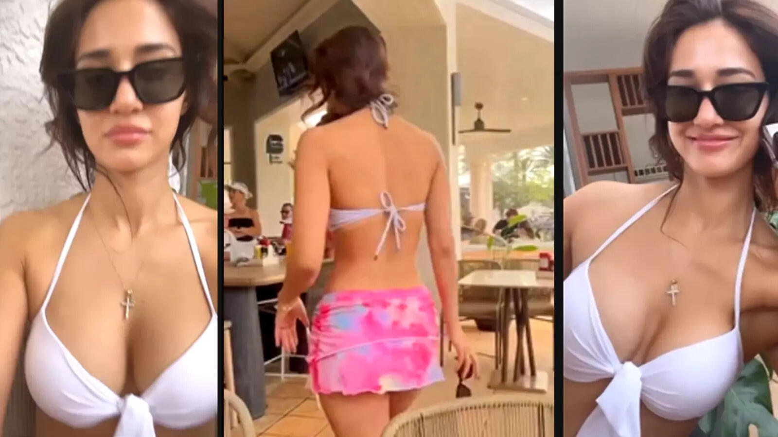 Disha Patani stuns in white bikini and pink-floral skirt; fans say 'Natural beauty'