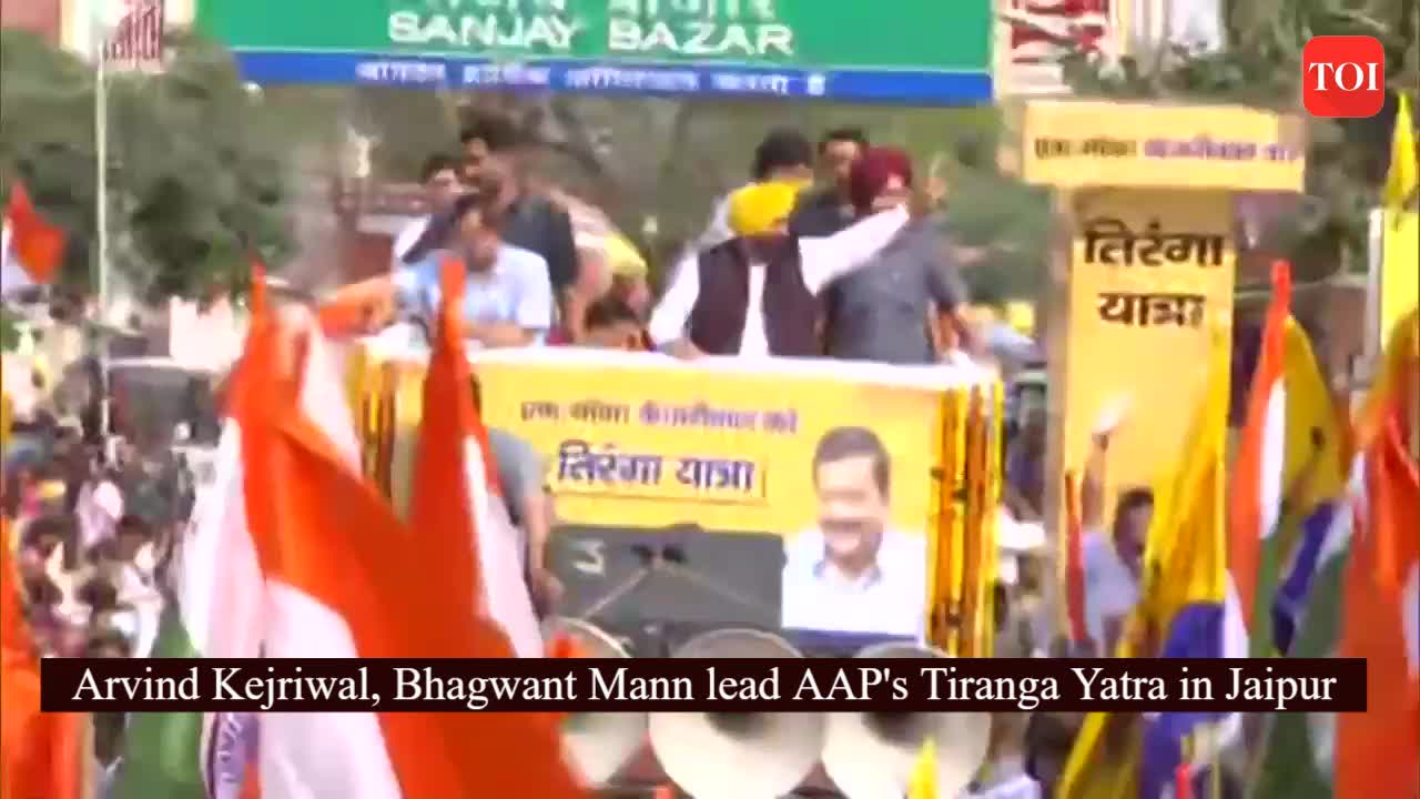 mann: Arvind Kejriwal, Bhagwant Mann lead AAP's Tiranga Yatra in Jaipur