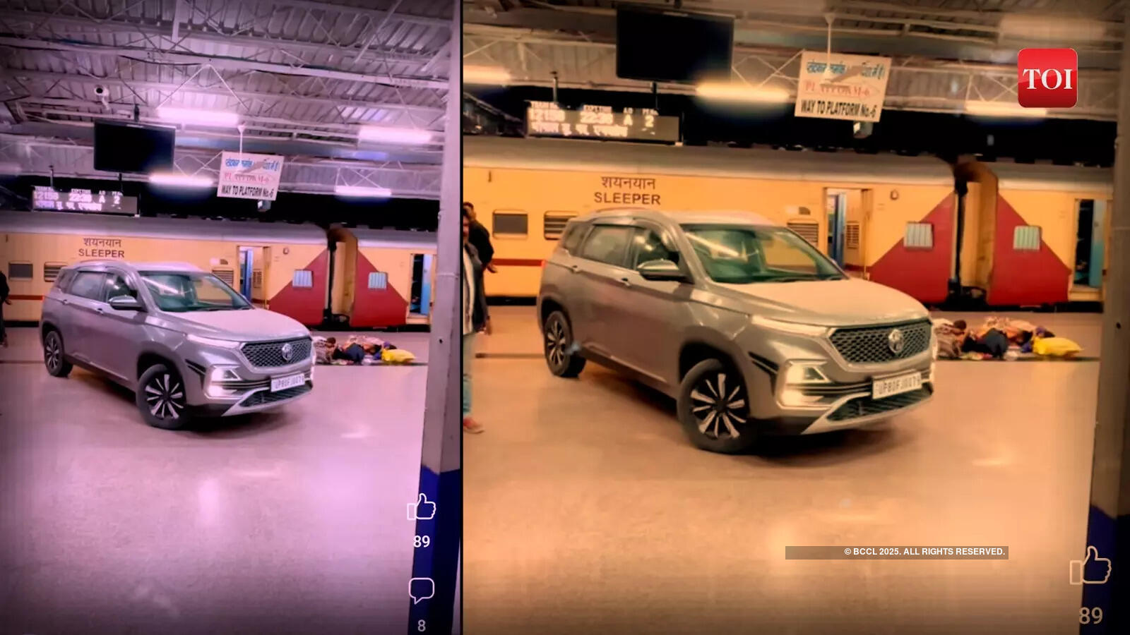 Viral: Agra man drives a car on railway platform to make reels