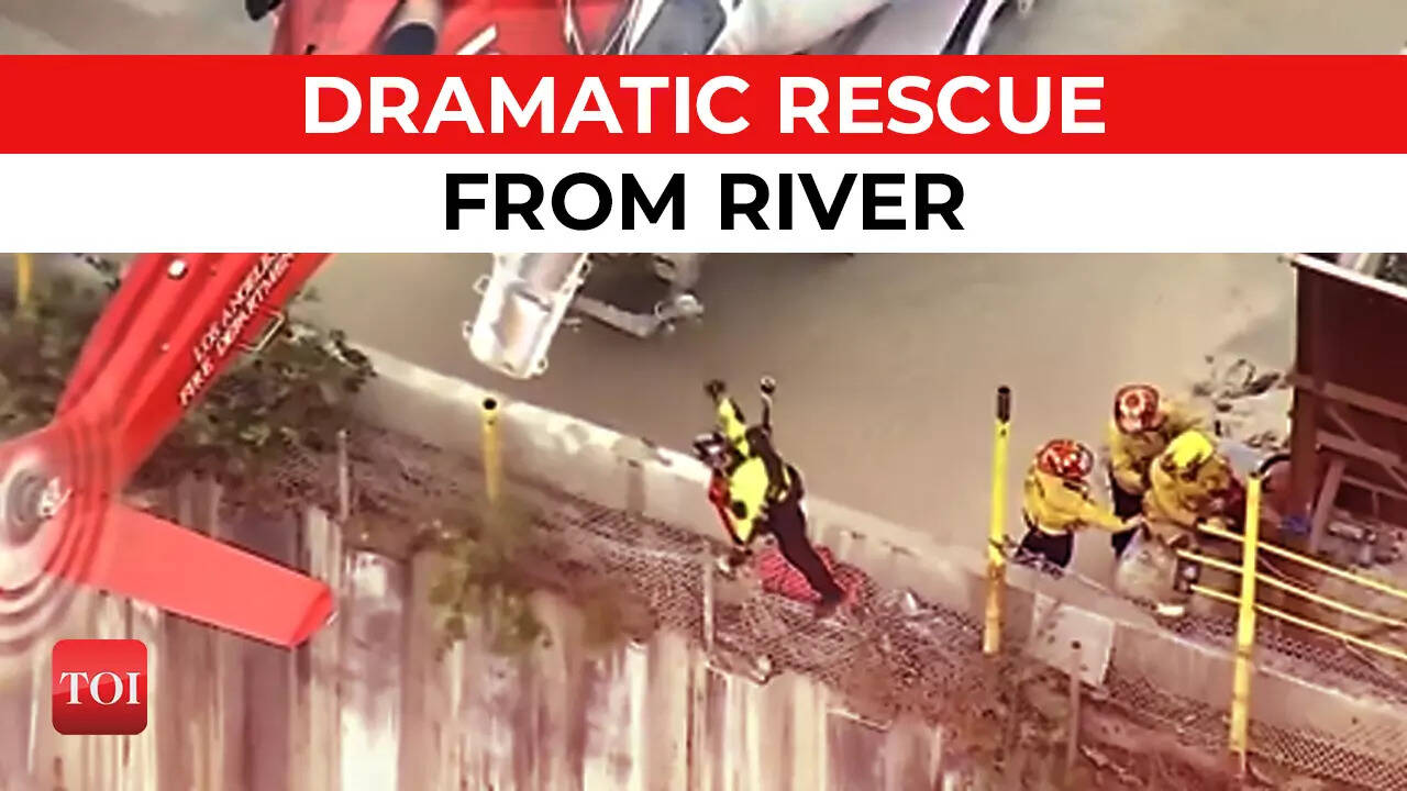 On cam: Dramatic rescue of man from raging Los Angeles River